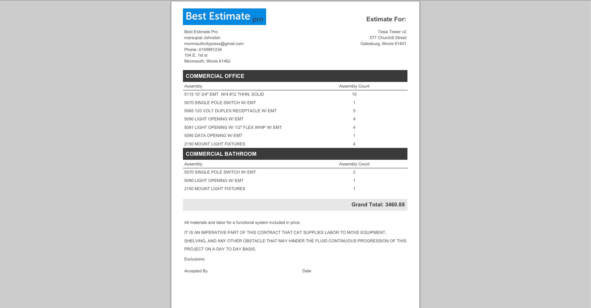 Check out the features of Best Estimate Pro electrical estimating software